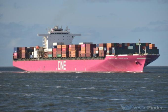 ONE box ship towed to safety after catching fire in Los Angeles port ...